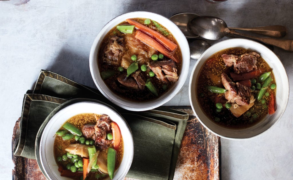 Braised Spring Lamb with Peas | TASTE