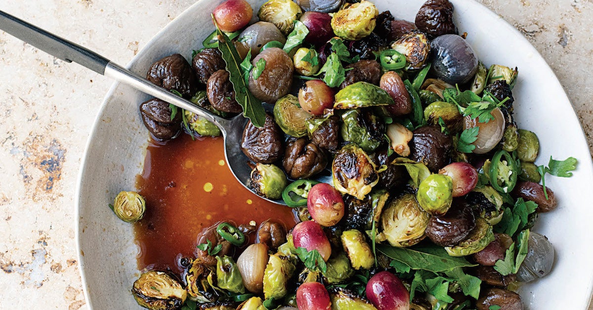 Sweet and Sour Sprouts with Chestnuts and Grapes | TASTE