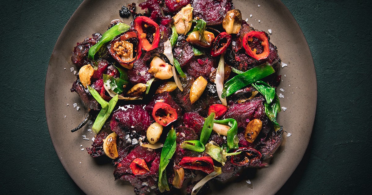 Crispy Smashed Beets With Garlic, Scallions, and Chile | TASTE