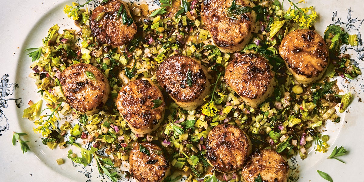 Seared Scallops with Veggie Gravel | TASTE